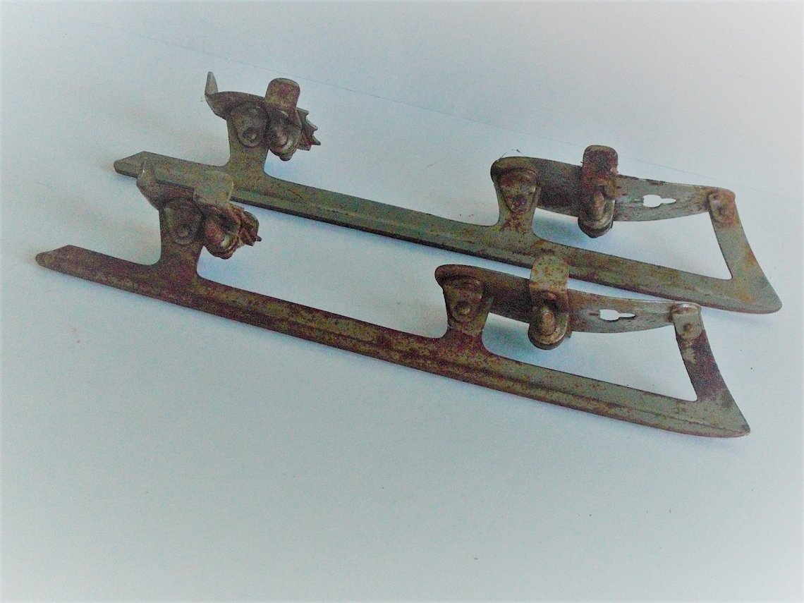 Pair Antique Metal Clamp on Ice Skates for Decor | Etsy