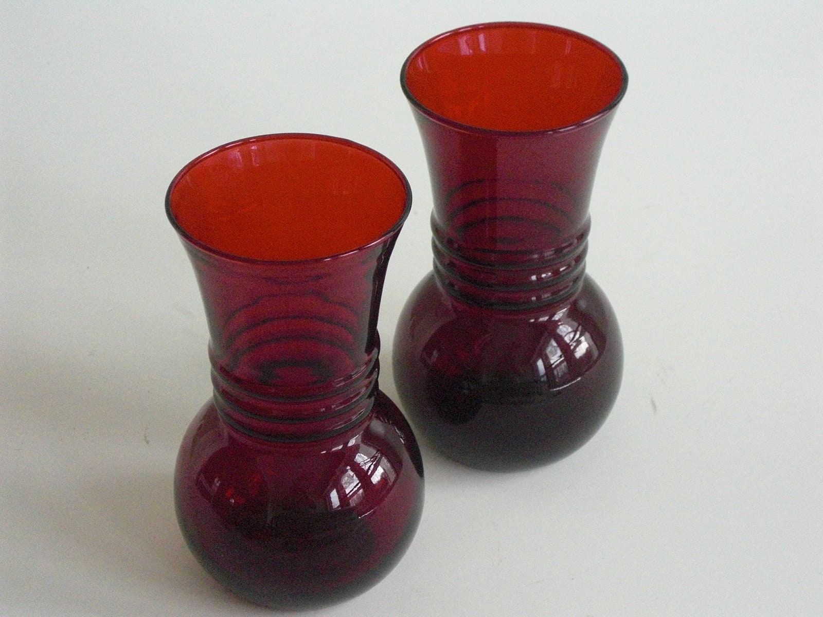 2 Fire King Royal Ruby Red Ball Vases - Etsy