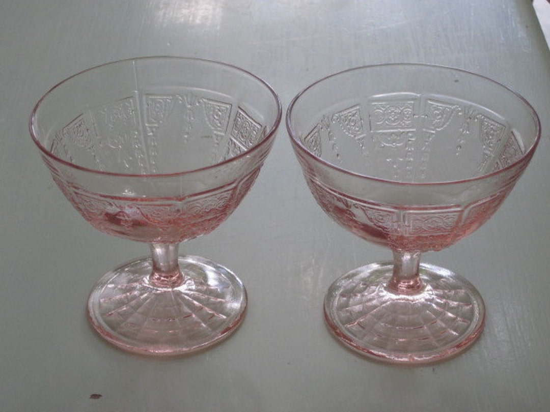 Pair PRINCESS Pink Depression Glass Sherbet Dessert Dishes - Etsy