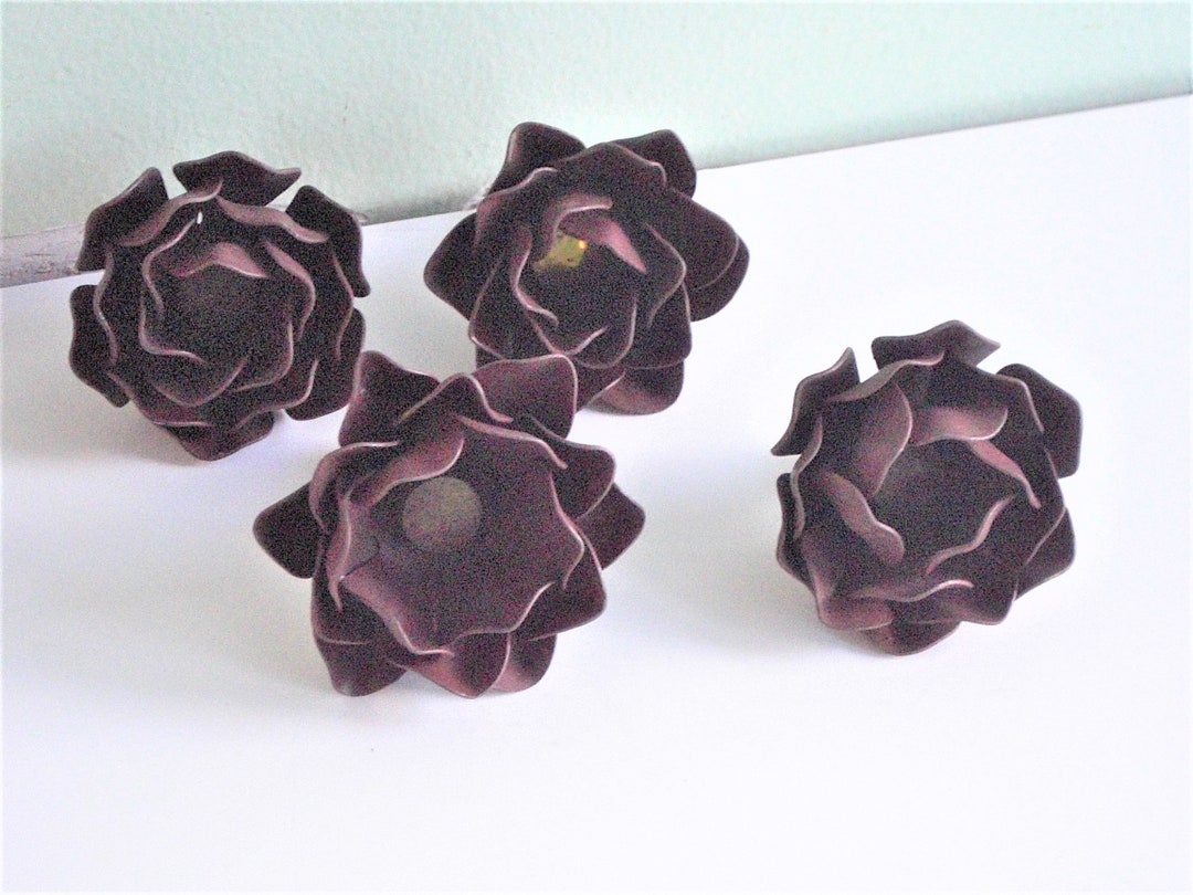 4 Vintage Dark Mauve Metal Decorative Flower Attachments for Crafting ...
