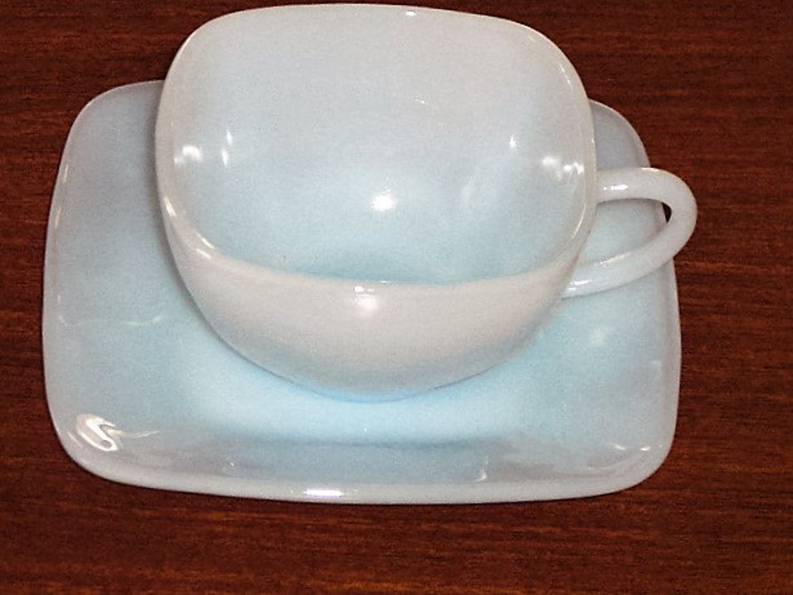 5 Sets Fire King CHARM Azurite Blue Cups and Saucers Plus 2 - Etsy