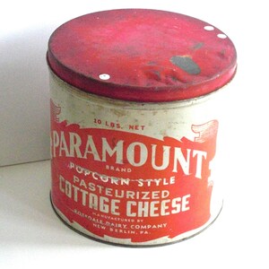 Vintage Paramount Cottage Cheese Tin Canister Storage Container for 10 ...