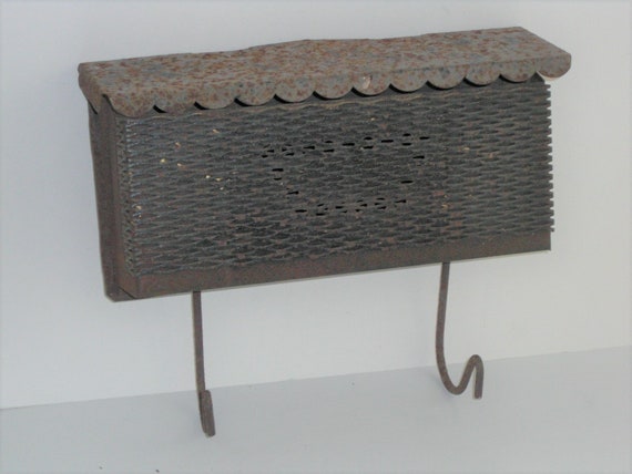 Vintage Worn Rusty Black Metal Mailbox Wall Mount - Etsy