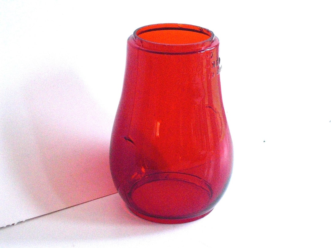Vintage Dietz Fitzall NY Ruby Red Glass Lantern Shade Globe - Etsy