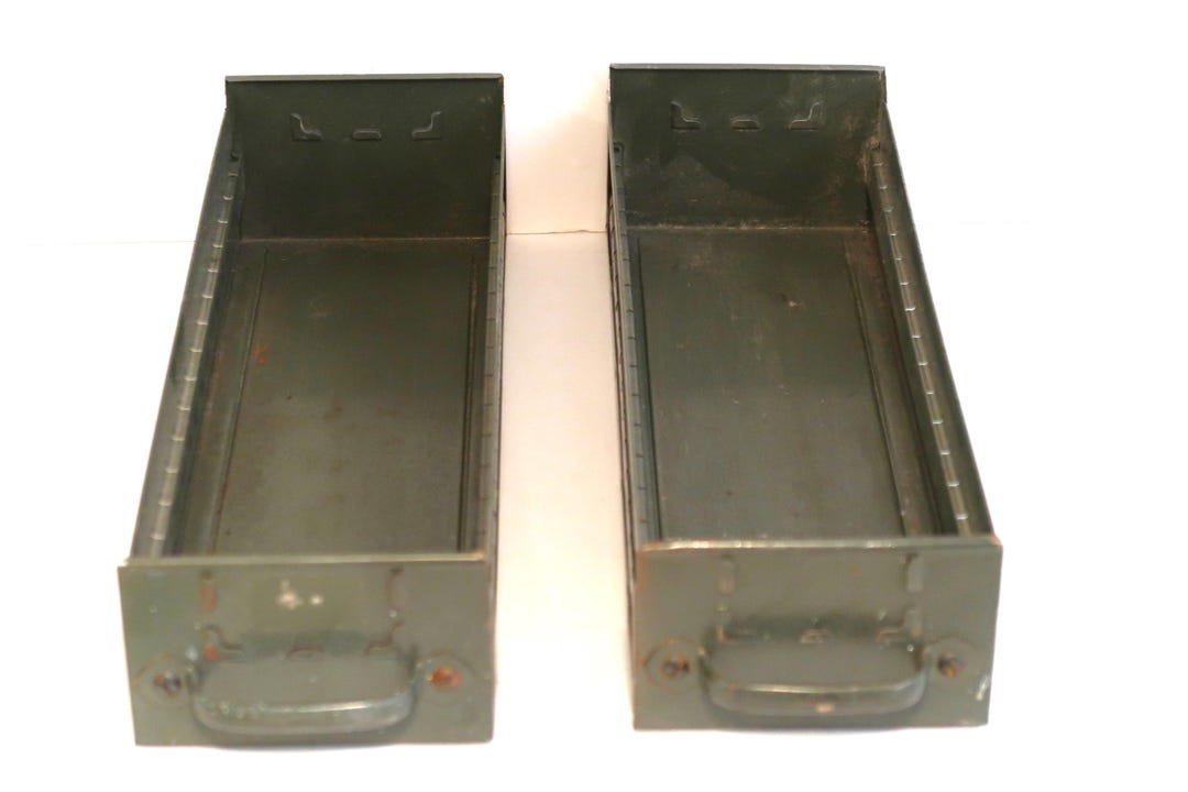 Pair Green Metal Industrial Cabinet Drawers File Card Drawers - Etsy