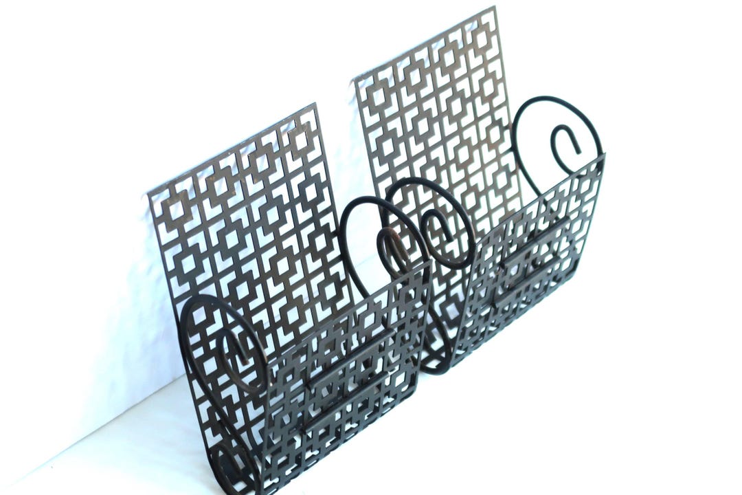 Vintage Pair Black Metal Mesh Wall Pockets Display - Etsy