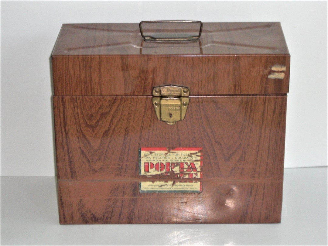 Vintage Porta File Brown Wood Grain Metal File Box by Ballonoff - Etsy