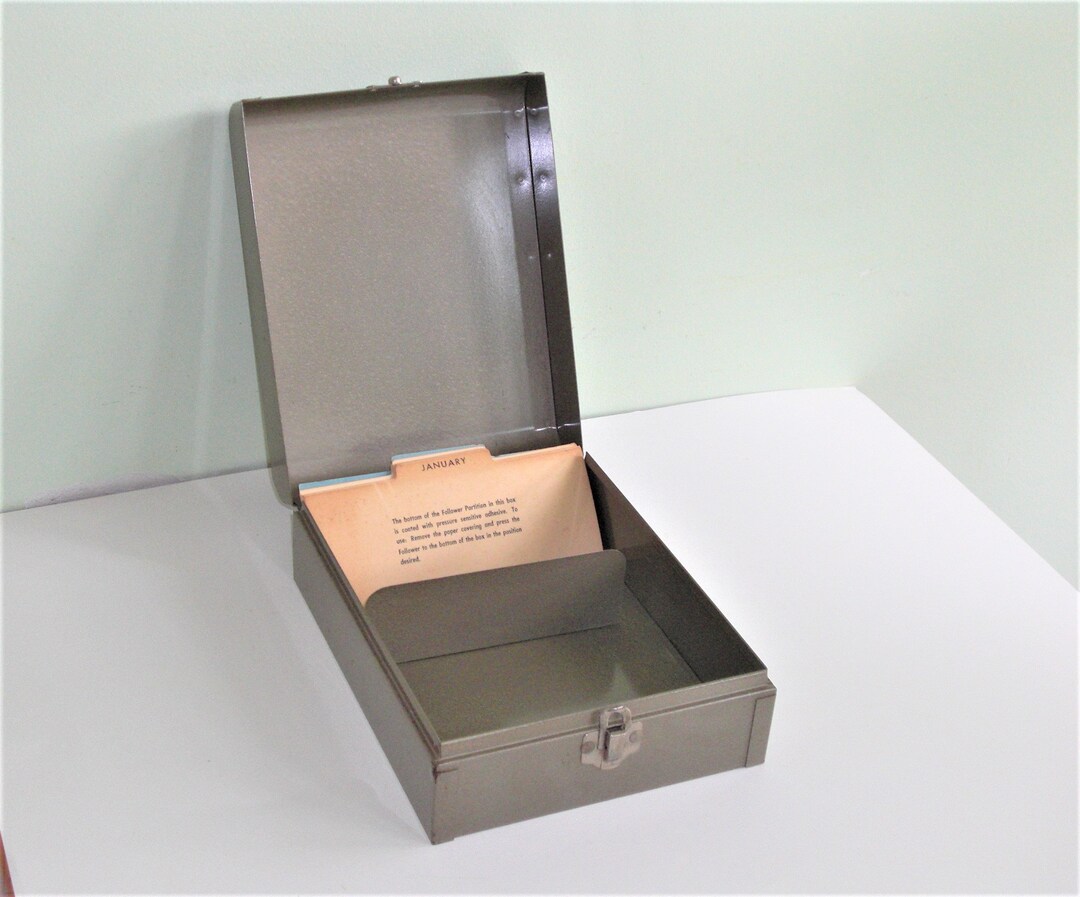 Vintage Metal File Box With Original Monthly Dividers - Etsy