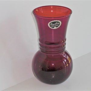 Fire King Royal Ruby Red Vase Original Label by Anchor Hocking - Etsy