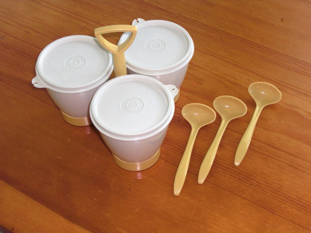 Vintage Tupperware Condiment Caddy Server With Lids And Spoons Etsy