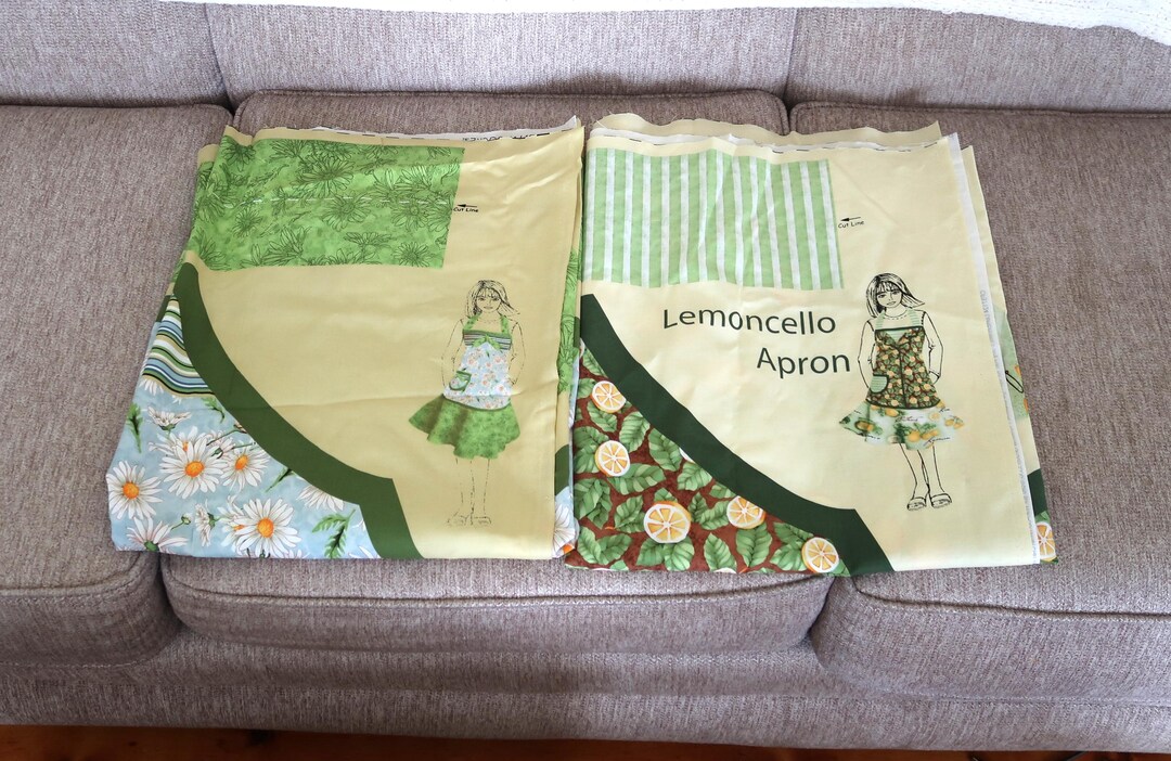 2 Vintage Fabric Preprinted Apron Panels Lemoncello - Etsy