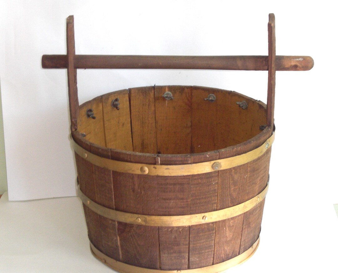 Antique Rustic Wood Nail Keg Bucket Pail With Handle - Etsy