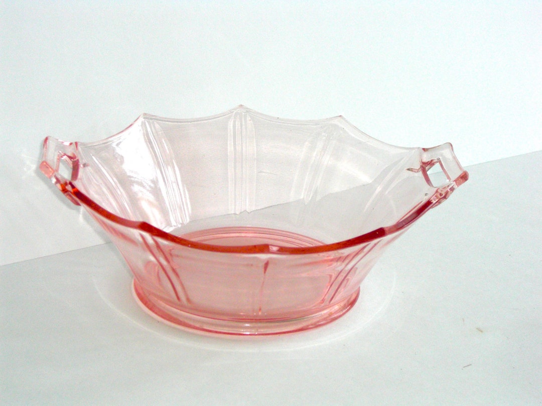 Vintage Pink Depression Glass Decagon Shape Serving Bowl Decorative ...