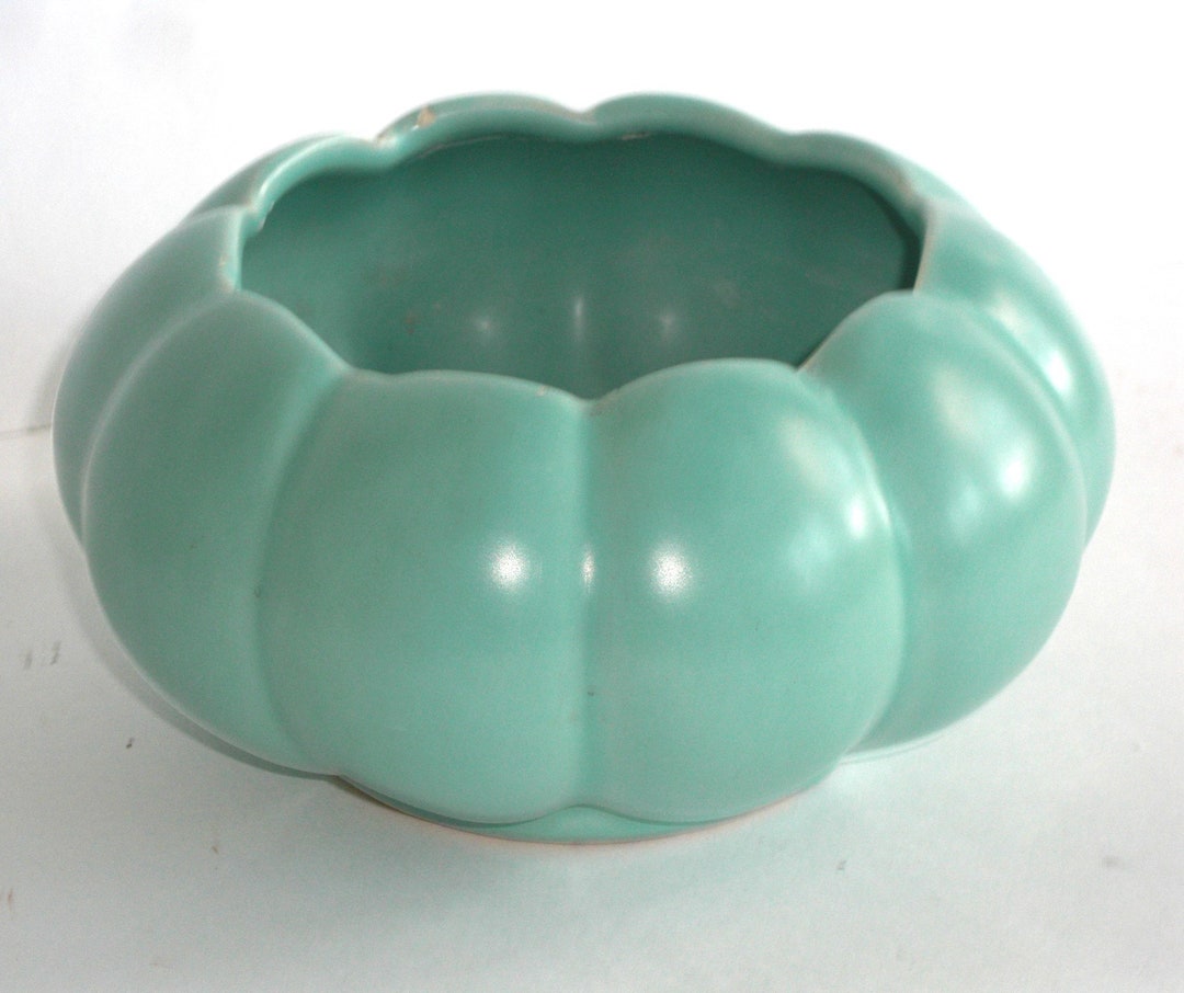 Vintage USA Turquoise Lotus Pottery Planter Flower Pot - Etsy