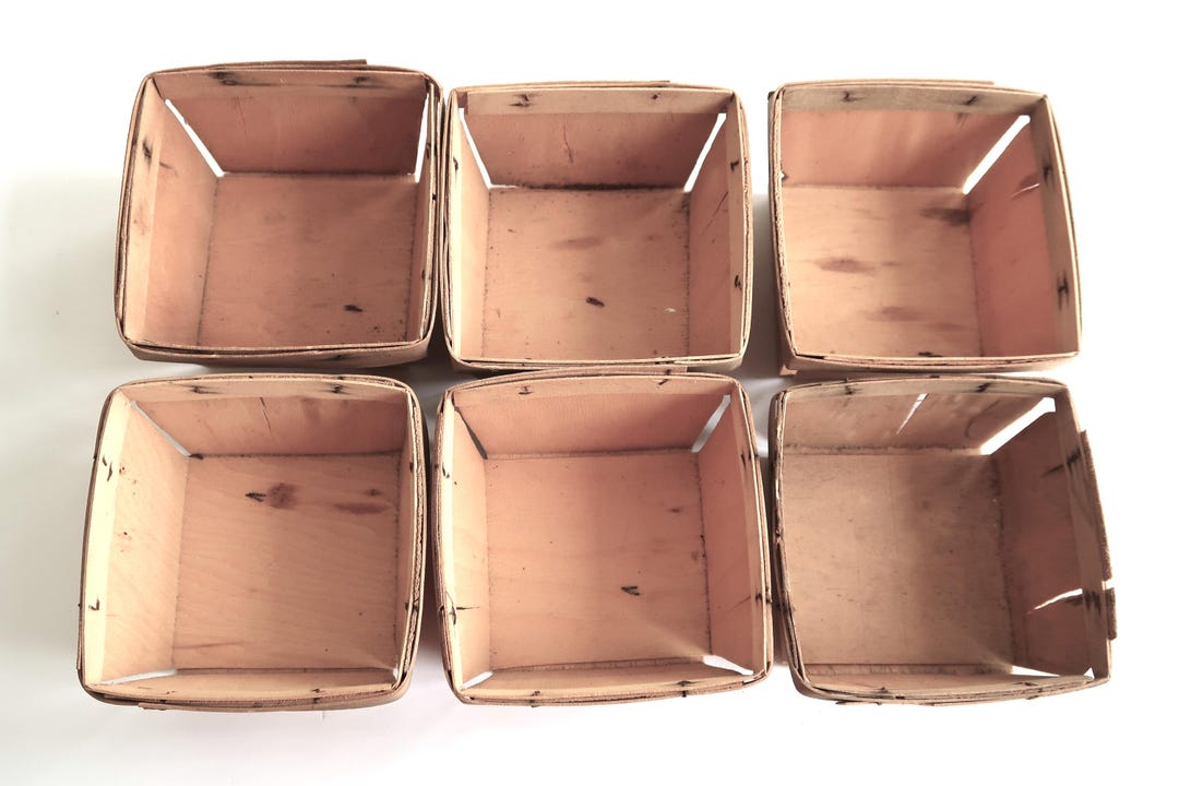 Set of 6 Vintage Splint Wood Berry Baskets Boxes 4.5" Square - Etsy