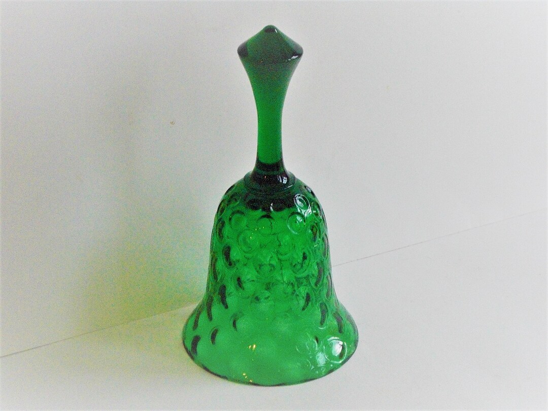 Large Vintage Emerald Green Glass Bell Bull's Eye Bubble Pattern - Etsy