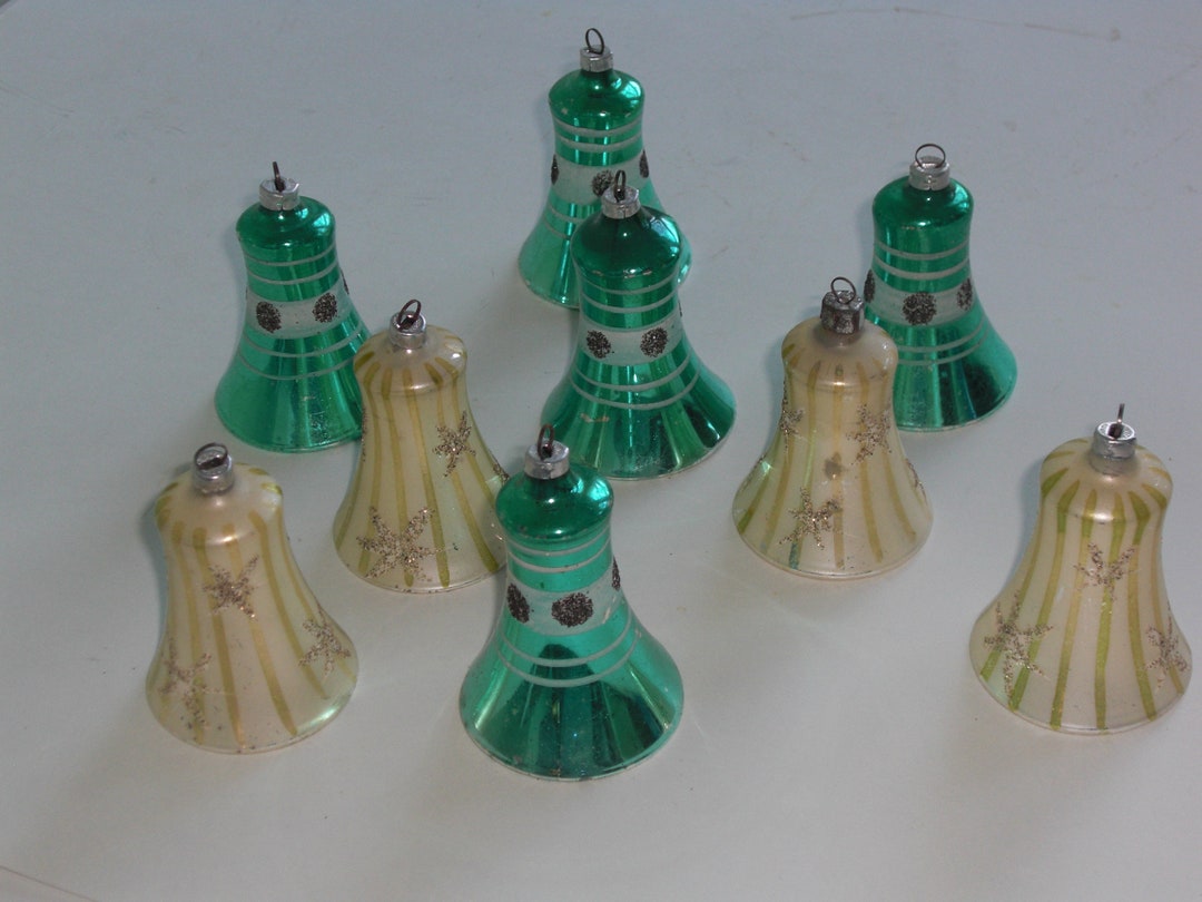 Set of 9 Vintage BELL Christmas Tree Ornaments 5 Green 4 Beige/gold - Etsy