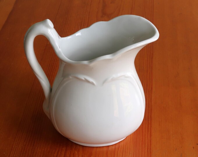 Large Vintage White Ironstone Water Pitcher - Etsy