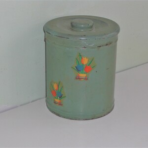 Vintage Green Tulip Metal Canister Storage Tin - Etsy