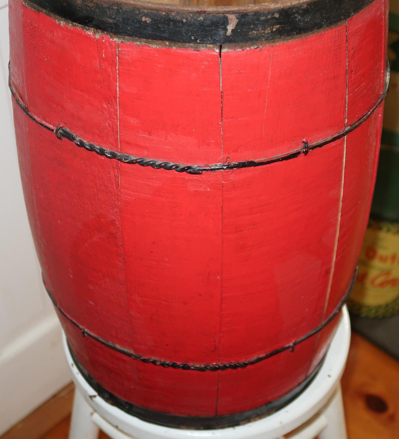 Vintage Painted Red Wood Nail Keg Barrel - Etsy
