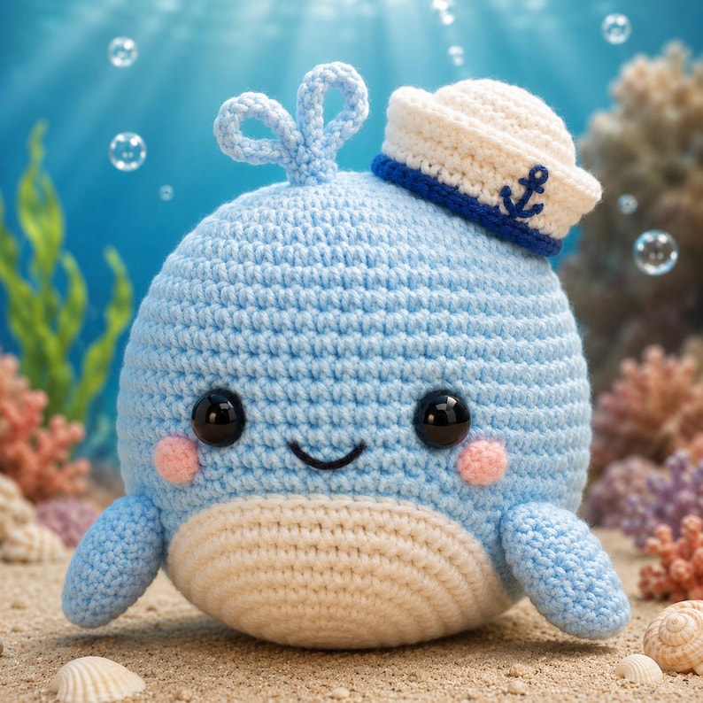 Ocean Animal Crochet Pattern PDF, Baby Whale Amigurumi Plush, Sea ...