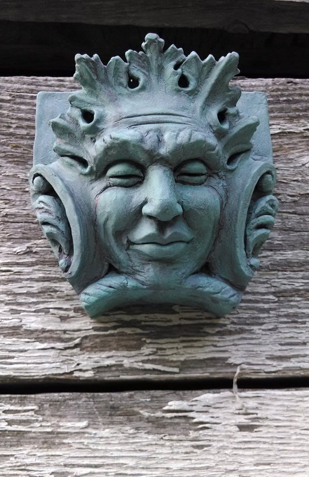 Bacchus Green Man in a Verdigris Finish, Wall Art, Garden Decoration ...