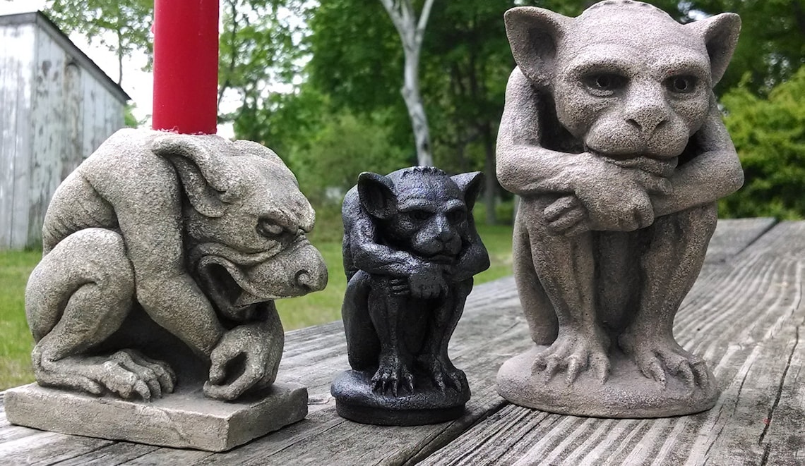 Gothic Imp Gargoyle Small Irving in Blackened Iron Cast - Etsy