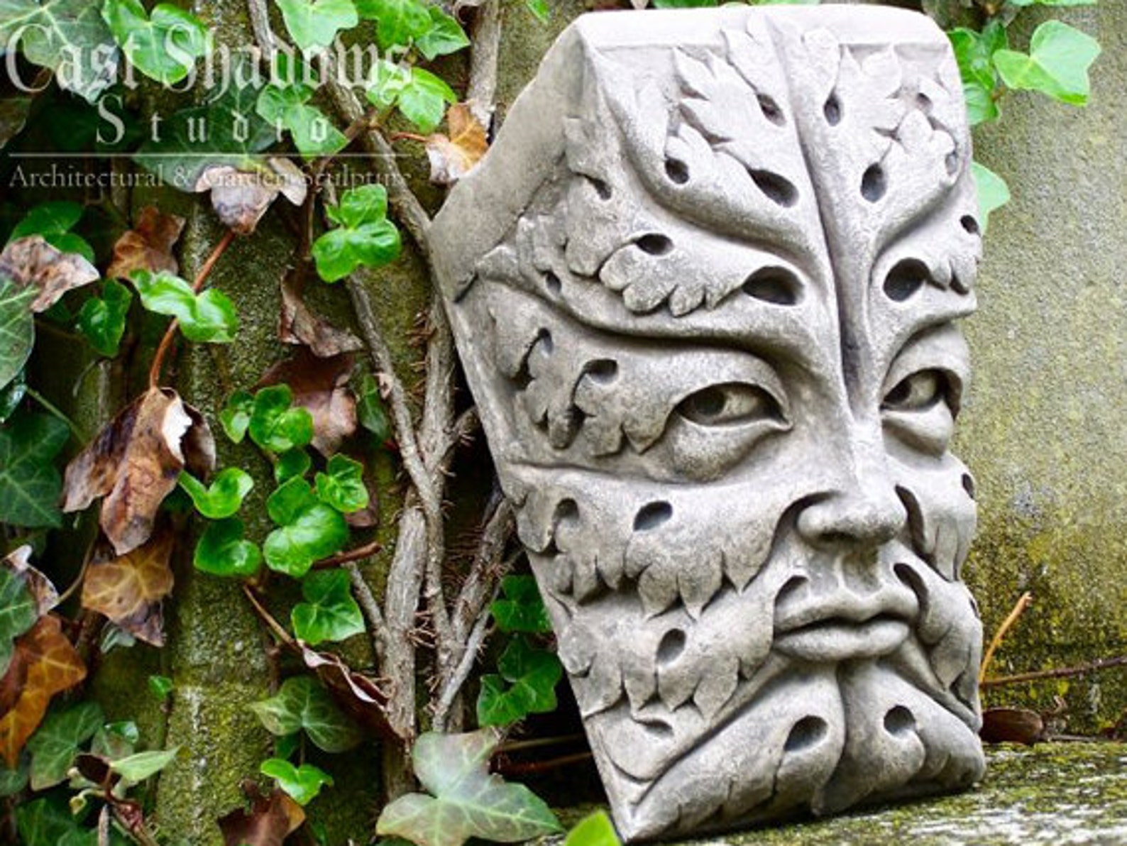 Bamberg Green Man, Cast Stone Leaf Face, Greenman, Garden Ornament ...
