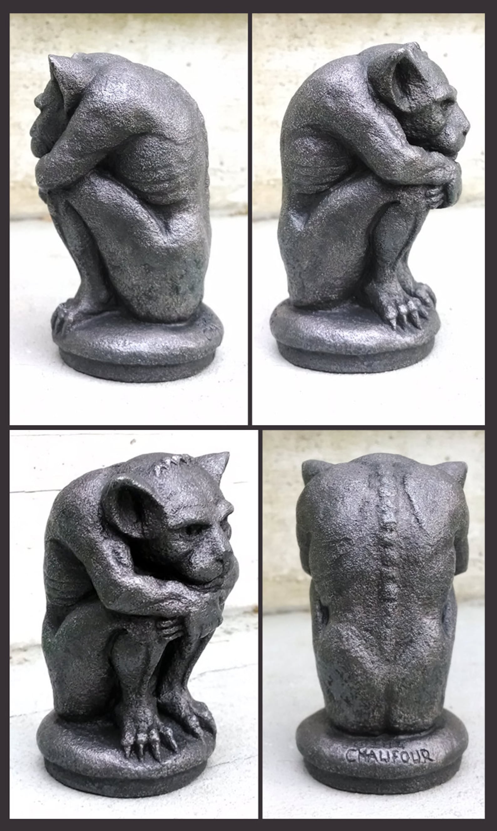 Gothic Imp Gargoyle, Small Irving in Blackened Iron, Cast Shadows ...