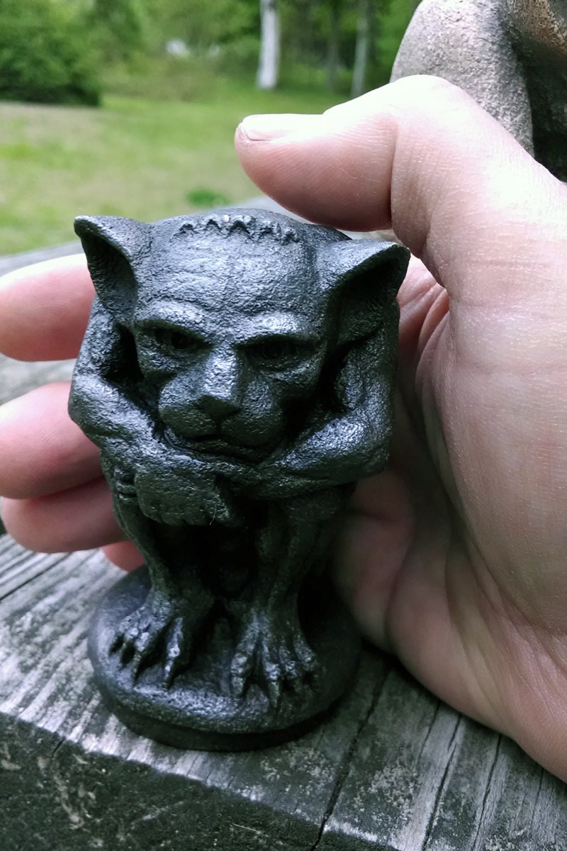 Gothic Imp Gargoyle Small Irving in Blackened Iron Cast - Etsy