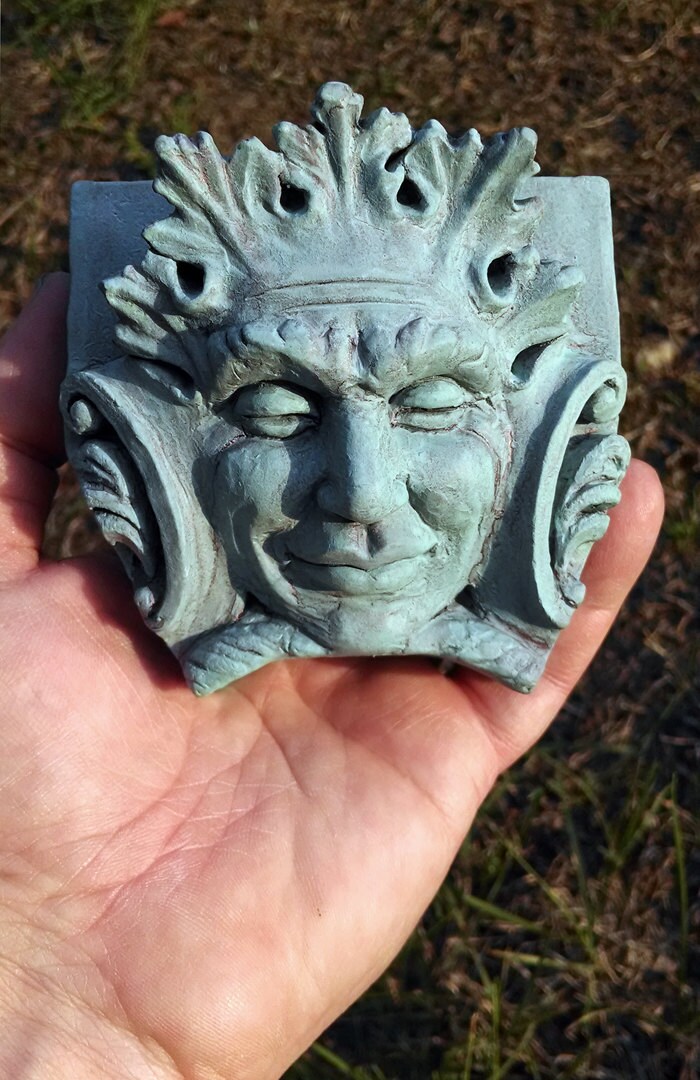 Bacchus Green Man in a Verdigris Finish, Wall Art, Garden Decoration ...
