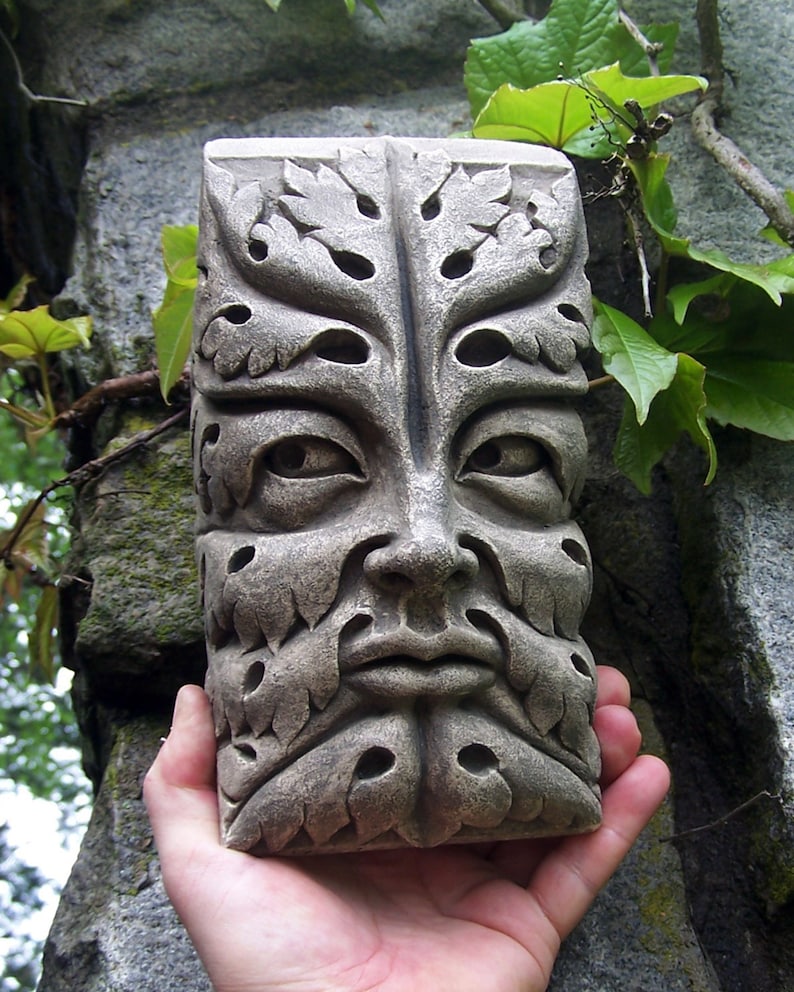 Bamberg Green Man cast stone leaf face greenman Garden | Etsy