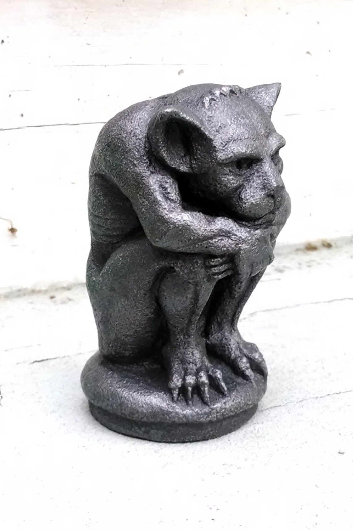 Gothic Imp Gargoyle Small Irving in Blackened Iron Cast - Etsy