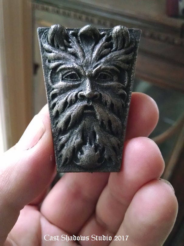 Green Man Keystone, Blackened Iron, Petite Green Man, Architectural ...