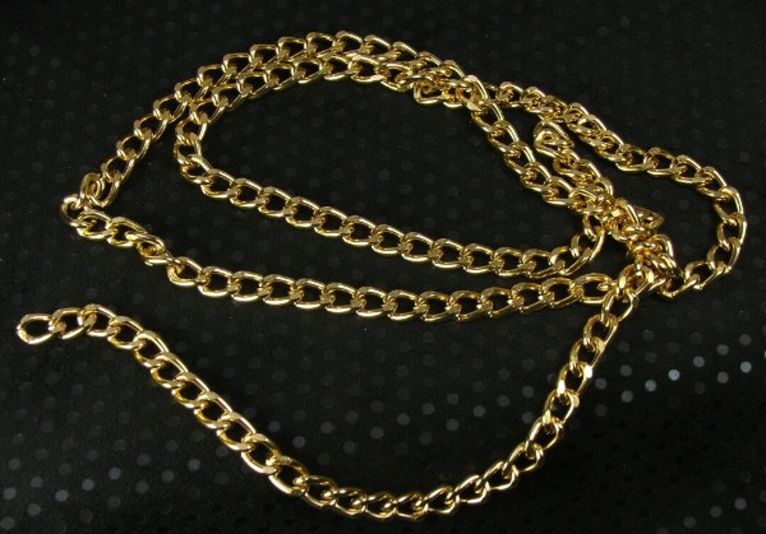 Gold Color Chain Unfinished Jewelry Supply 36 Inches Curb Aluminum ...