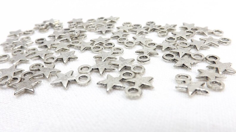 Star Charms 50 Pieces 8 Mm Stars Two Sided Flat Antiqued - Etsy