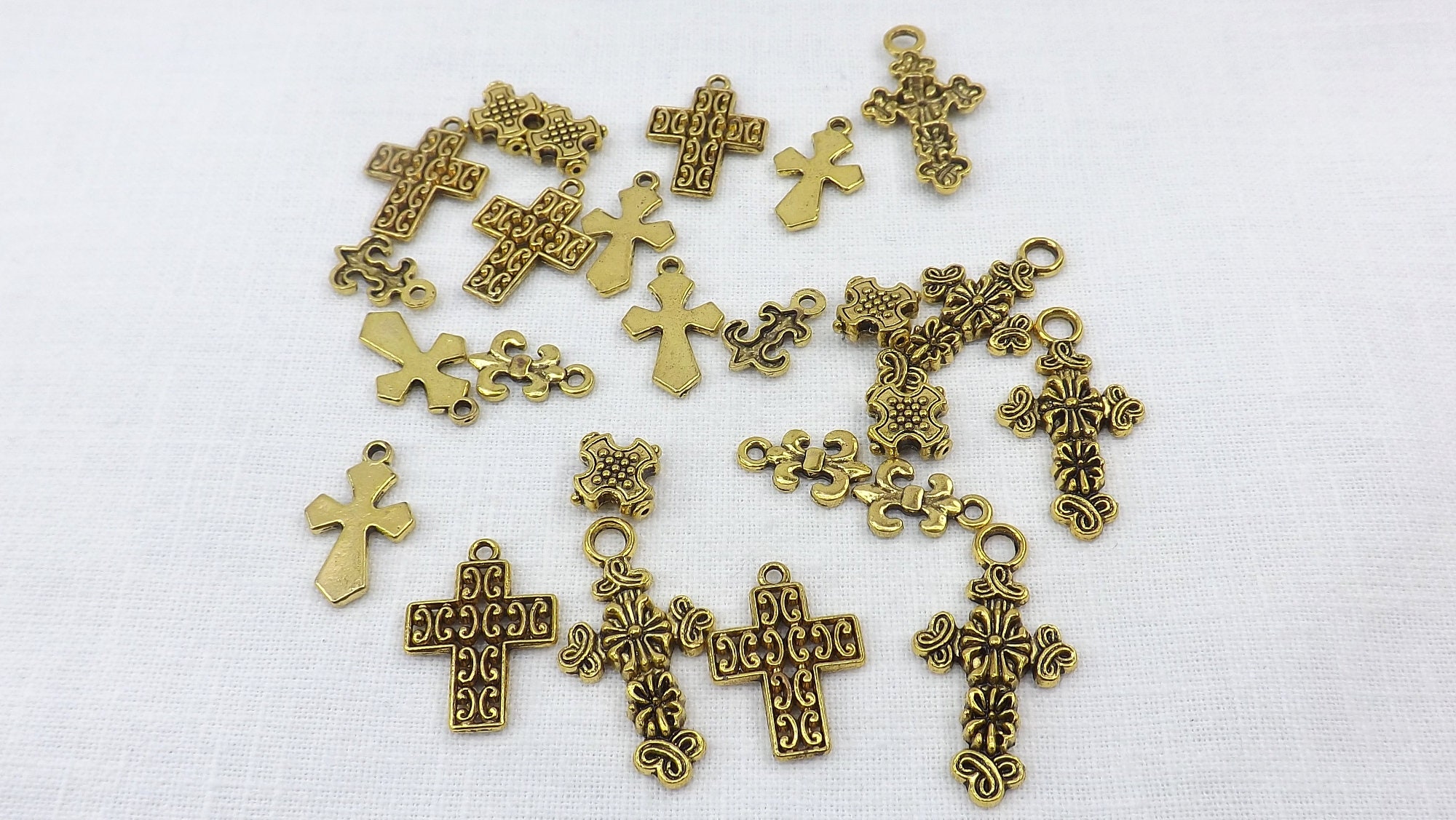 Cross charms mix 25 pieces gold color crosses cross pendant - Etsy.de