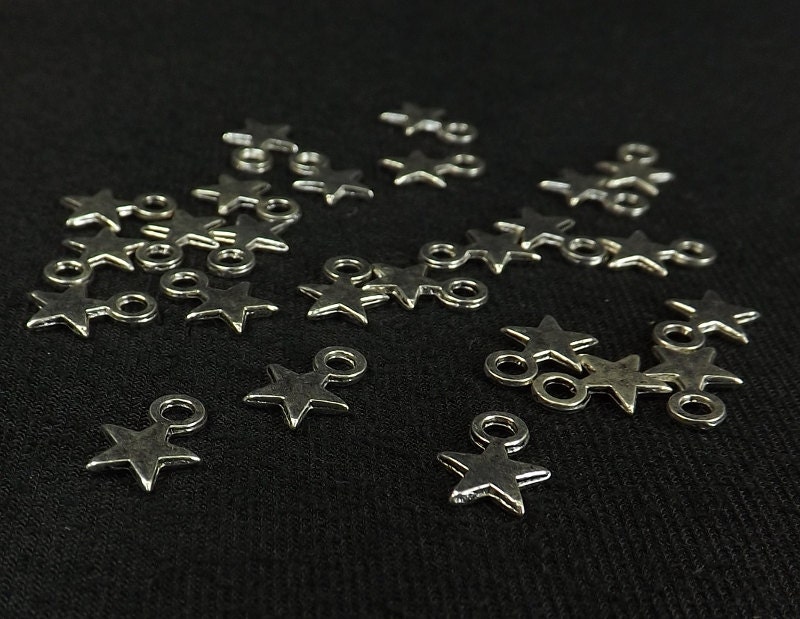 Star Charms 50 Pieces 8 Mm Stars Two Sided Flat Antiqued | Etsy