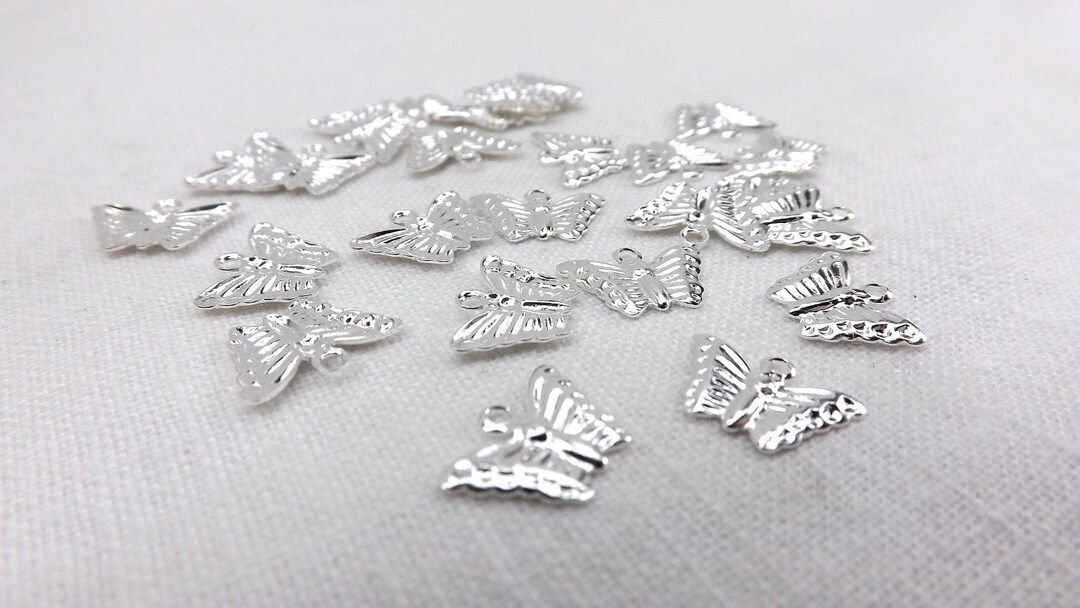 Small Butterfly Charms Silver Plated Brass Animal Jewelry Making Supply ...