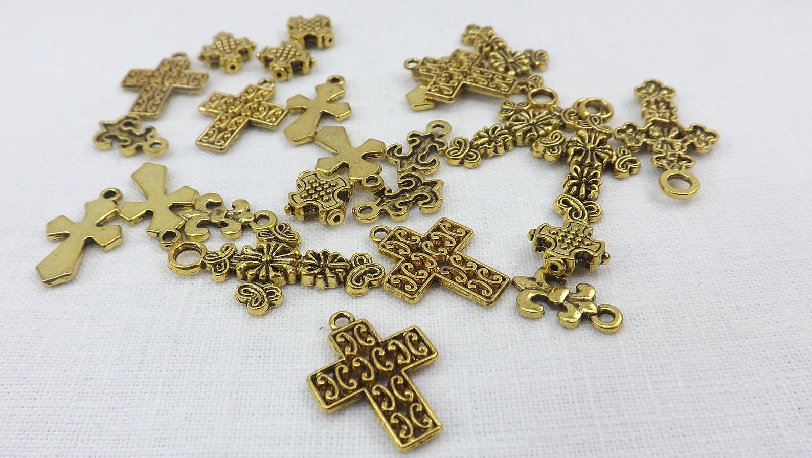 Cross Charms Mix 25 Pieces Gold Color Crosses Cross Pendant - Etsy
