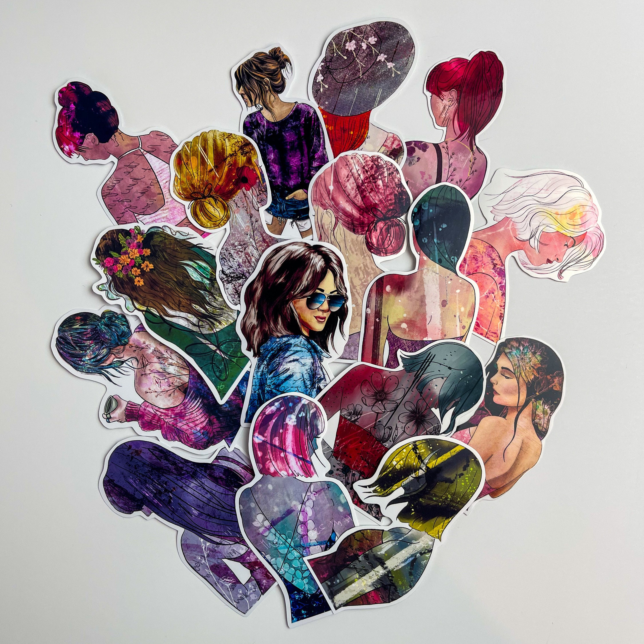 Vinyl Sticker, Graphic Girl Sticker Pack 16 Pieces Silhouette Sticker ...