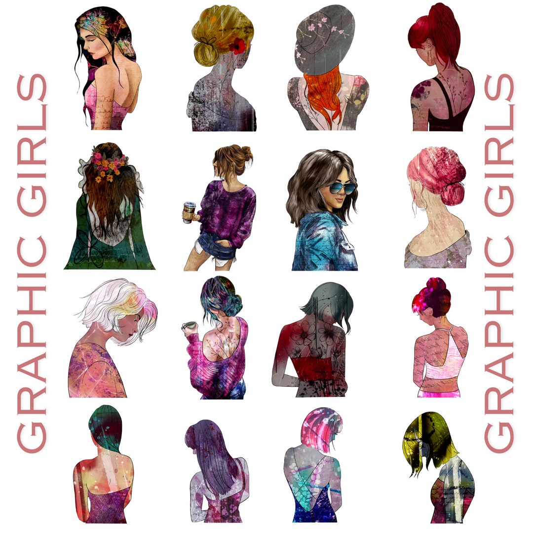 Vinyl Sticker, Graphic Girl Sticker Pack 16 Pieces Silhouette Sticker ...