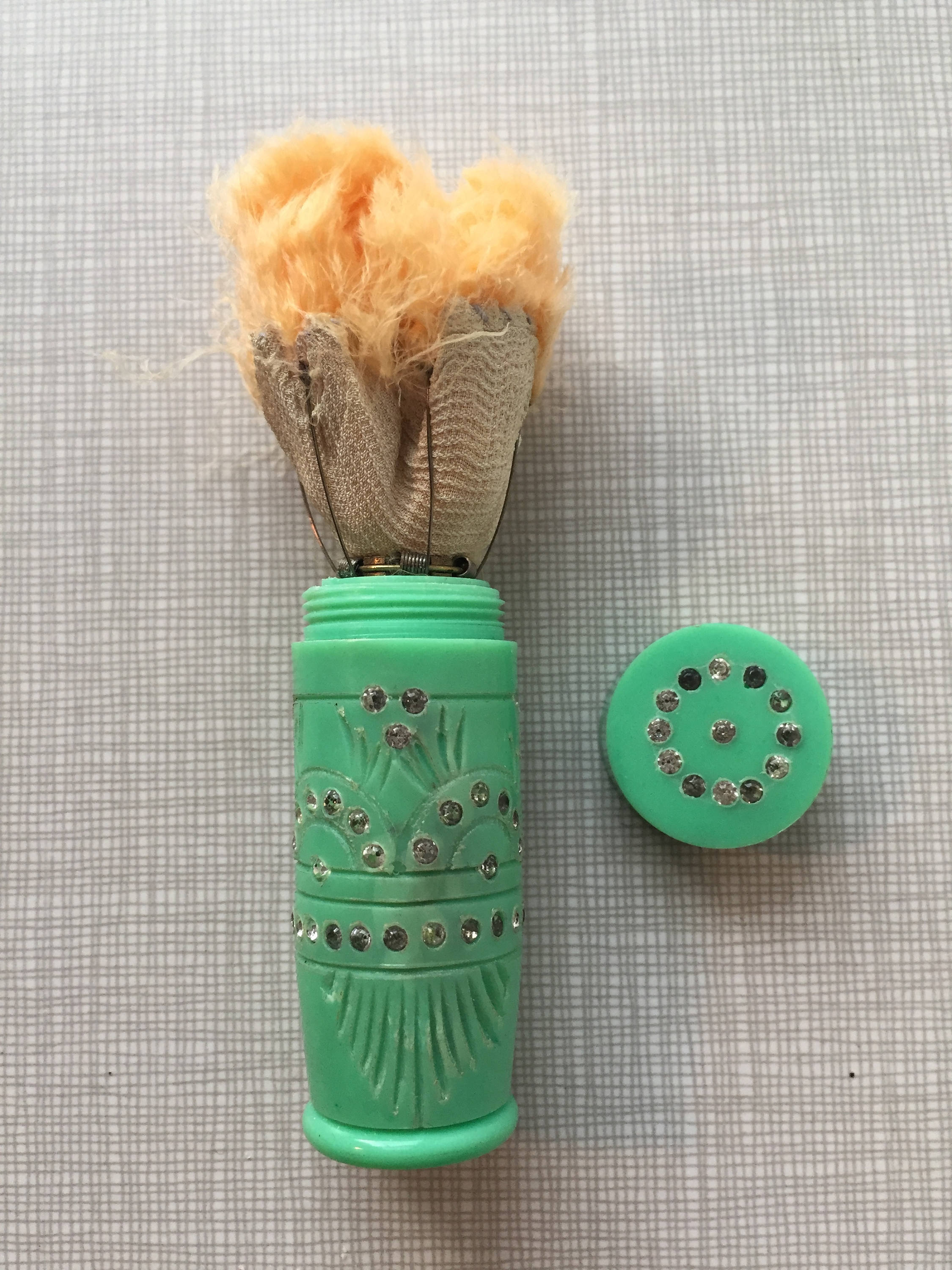 1920's Unused Houppette 'pli' by Brevete Swan Down, Rhinestone and ...