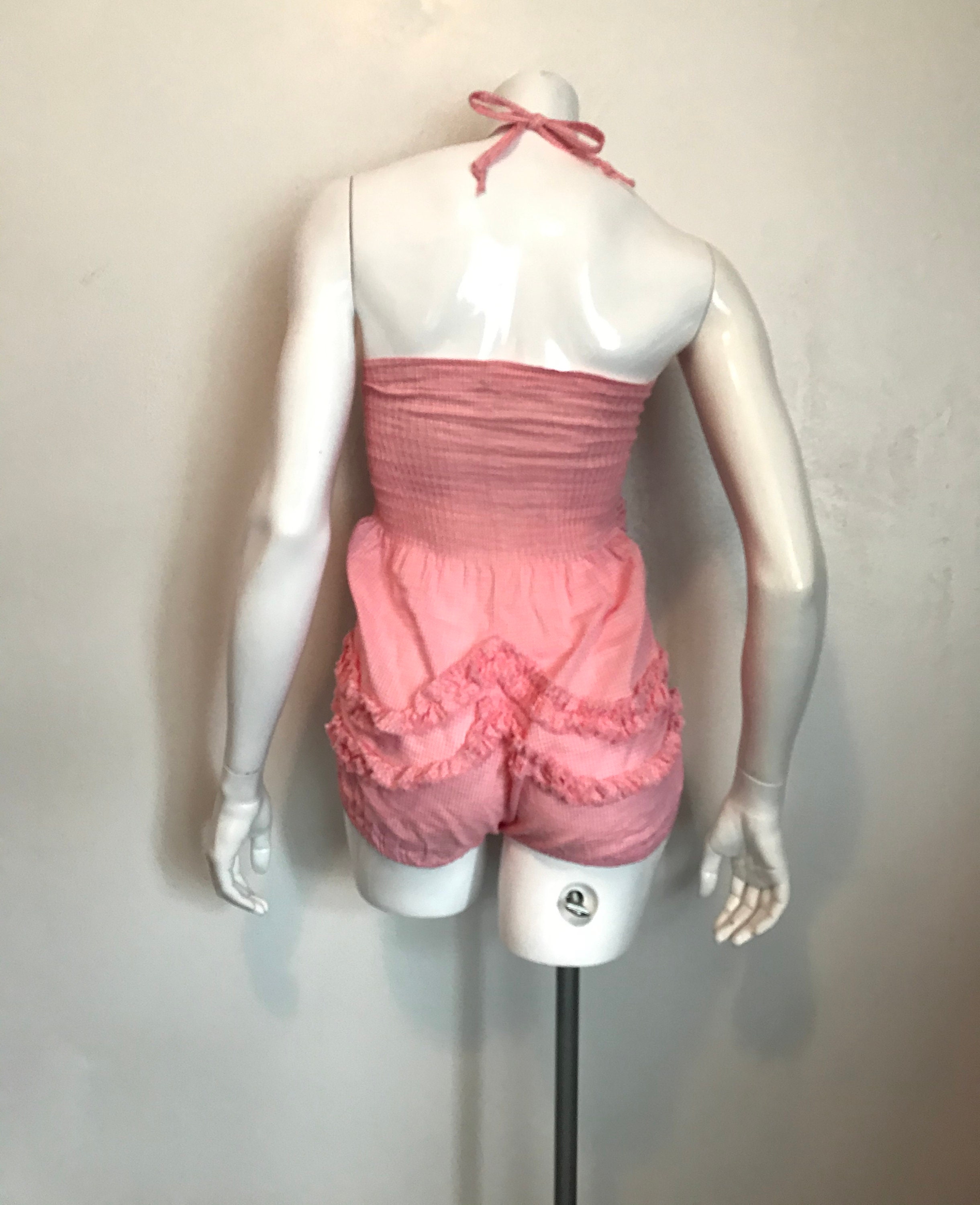 1950's Playmates Sport Togs Pink and White Gingham Bathing Suit /size ...