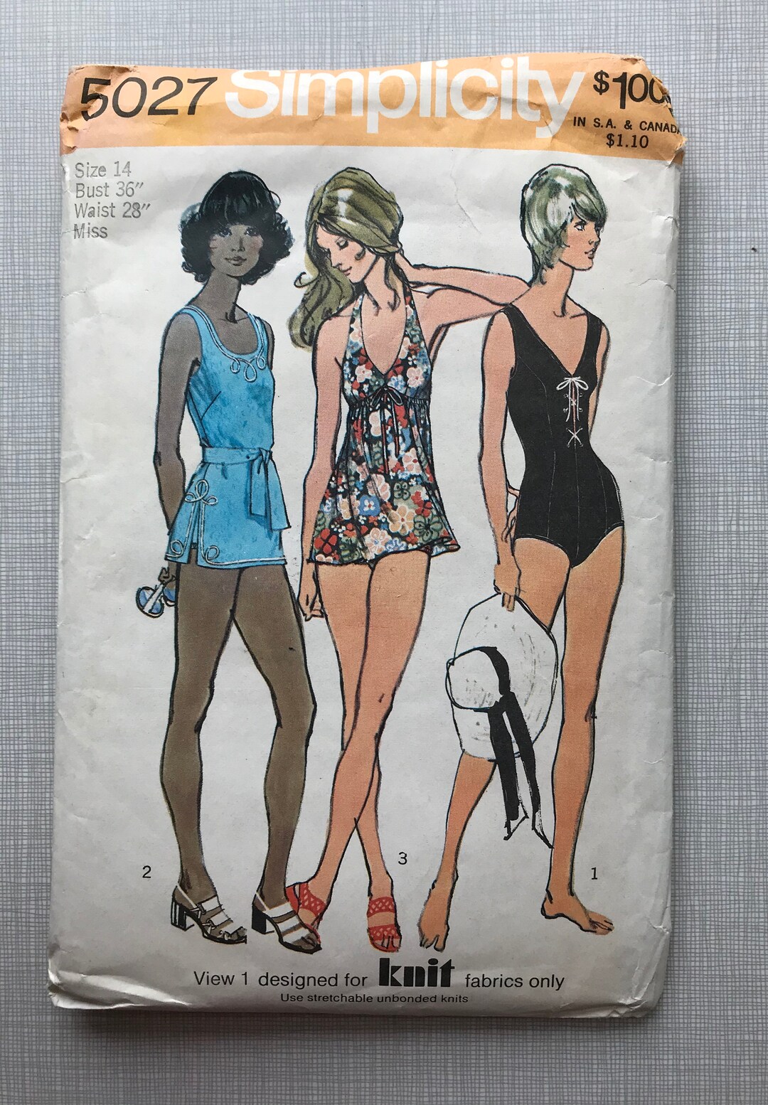 1970's Simplicity Bathing Suit Pattern/size 14 - Etsy