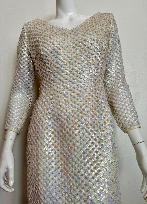 1960's iridescent white sequin dress/homemade - Gem
