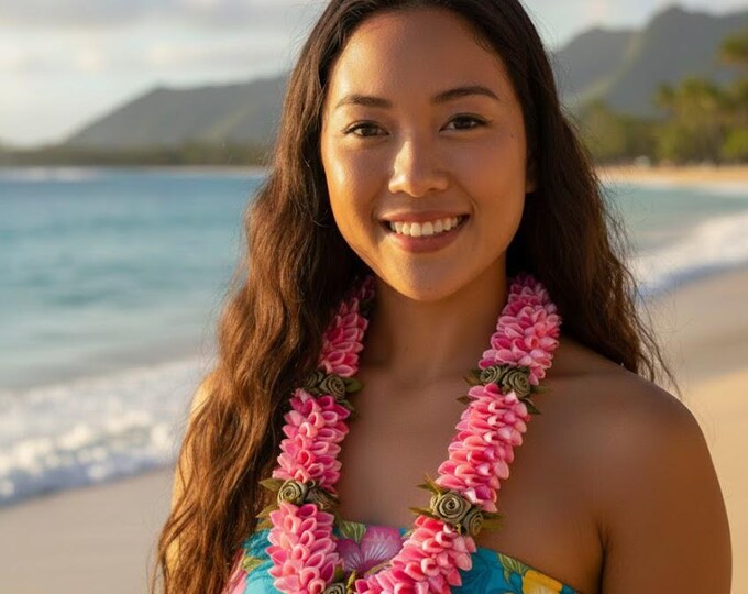 Toropical Flower Hawaiian Ribbon Lei,graduation Lei,anniversary Lei ...