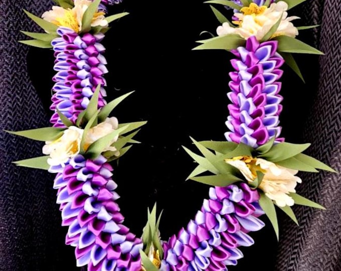 Purple Hawaiian Ribbon Lei,graduation Lei,anniversary Lei,wedding Lei ...