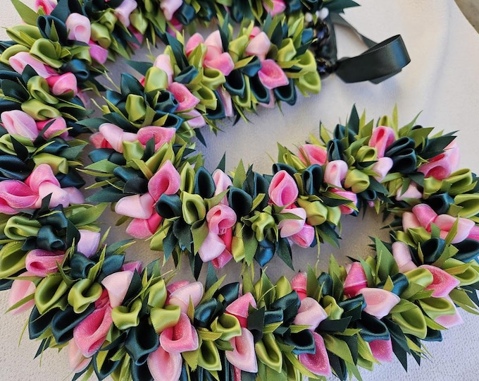 Pink Blossom Hawaiian Ribbon Lei,graduation Lei,anniversary Lei,wedding ...