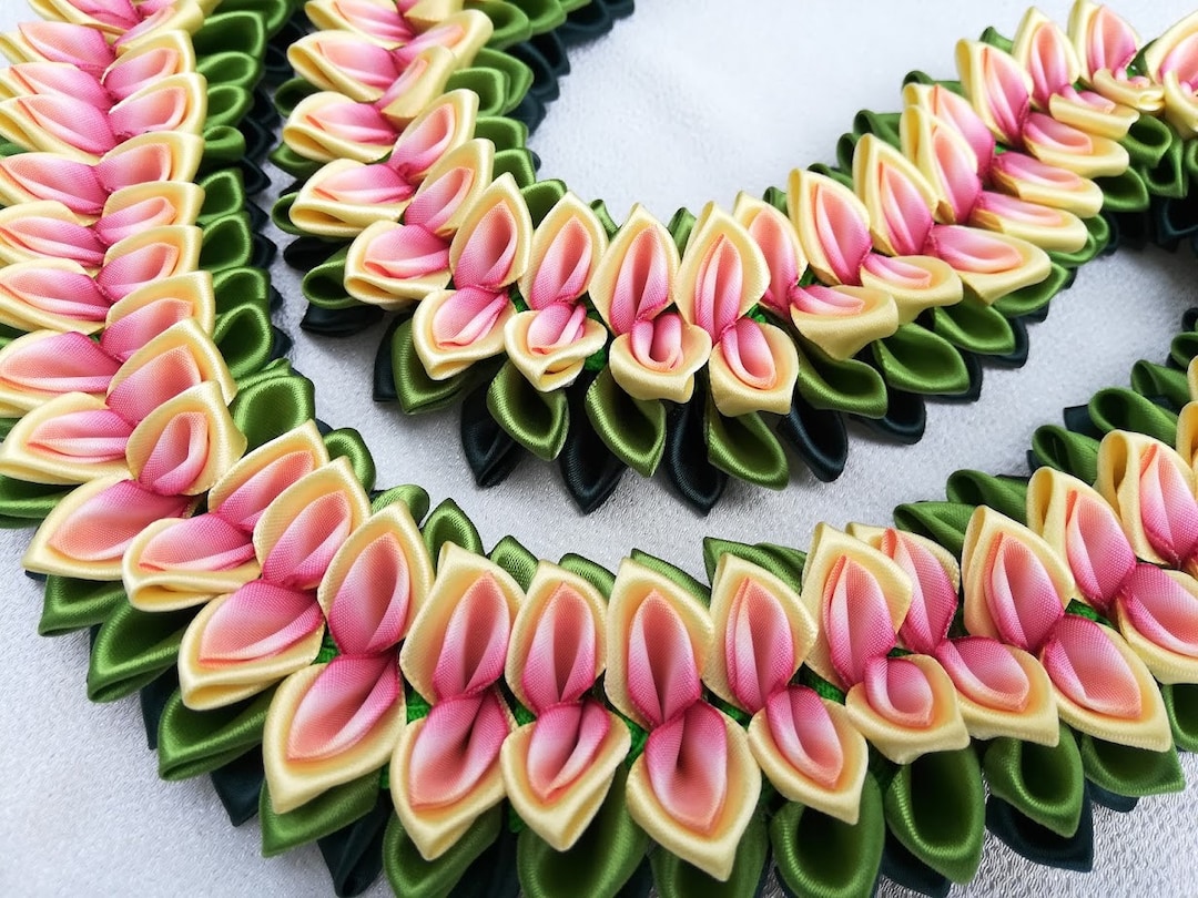 Sunrise Orchid Hawaiian Ribbon Lei,graduation Lei,anniversary Lei ...